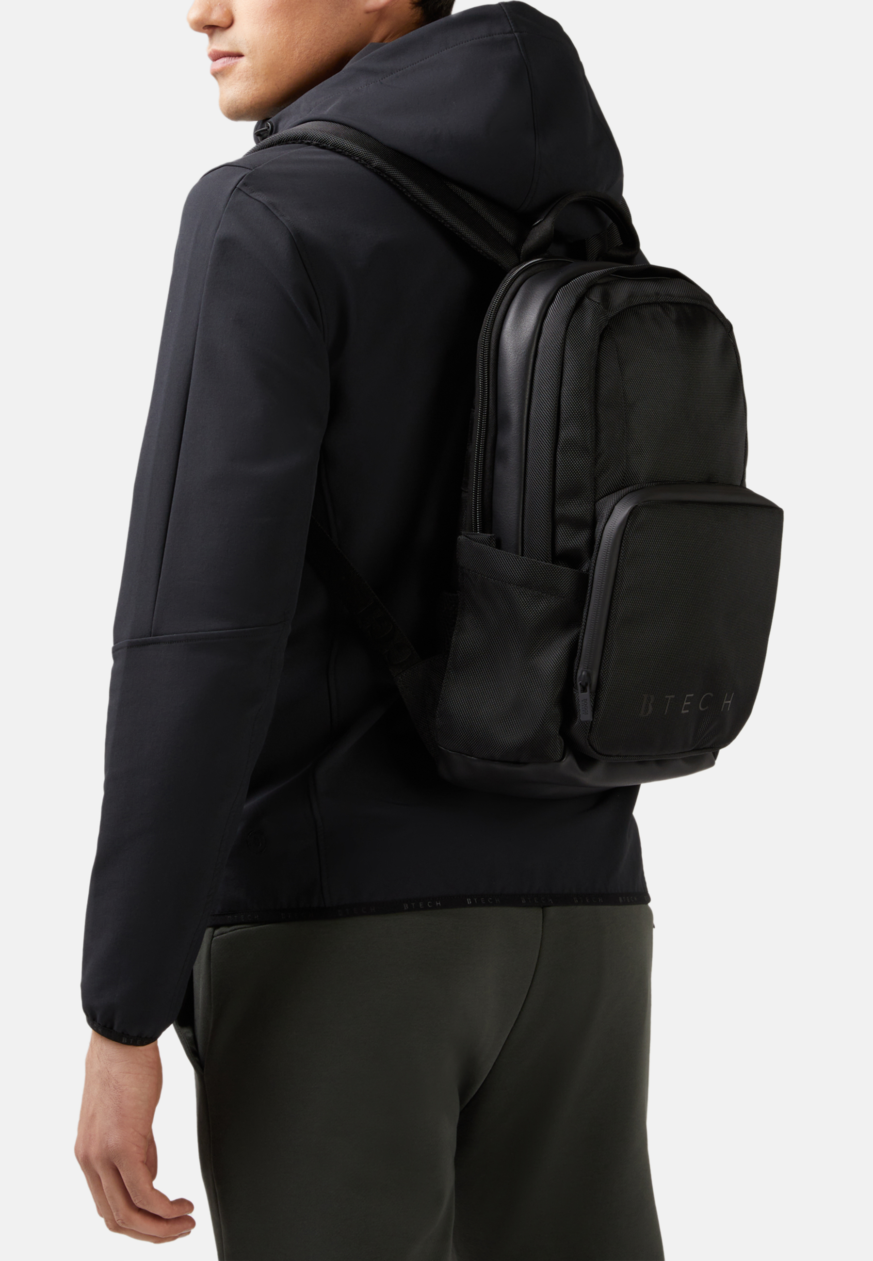 Black recycled technical fabric rucksack | Boggi